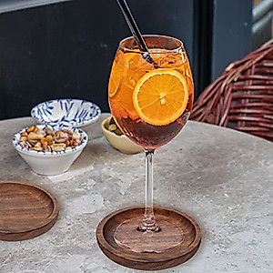 MAPRIAL Wooden Coasters for Drinks, 4 Pack 4 Inch Wood Drink Coasters Set 100% Natural Walnut Coasters for Housewarming Gifts for New Home, Office, Home Decor, Bar Table, Any Kind of Cup