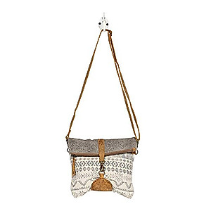 Myra Bag Imbicrate Upcycled Canvas & Cowhide Leather Small Crossbody Bag S-1262