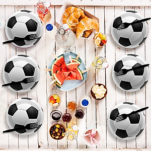 gisgfim 48 Pcs Soccer Paper Plates 7" Soccer Birthday Party Disposable Dessert Plates Supplies Decorations Soccer Tableware for Soccer Fans Birthday Baby Shower