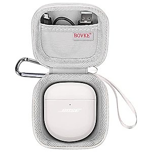 BOVKE Carrying Case for Bose QuietComfort Earbuds II/Bose QC Earbuds 2 / QuietComfort Ultra Earbuds Wireless Noise Cancelling in-Ear Headphones, Mesh Pocket for Cables Eartips, Soapstone (Case Only)