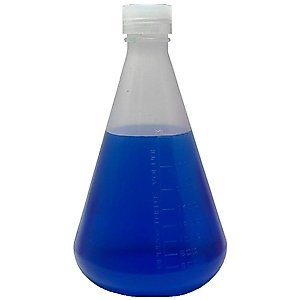 2000ml Plastic Erlenmeyer Flask with Screw Cap, Polypropylene, Molded Graduations, Karter Scientific 237T2 (Single)