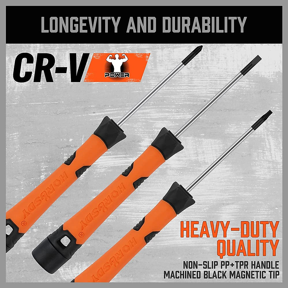 HORUSDY Precision Screwdriver Set | 12-Piece | Phillips | Slotted | Torx Star | Non-Slip Grip | Magnetic Small Screwdriver Set for Computer, Laptop, Eyeglass, Watch, Laptop, Phone