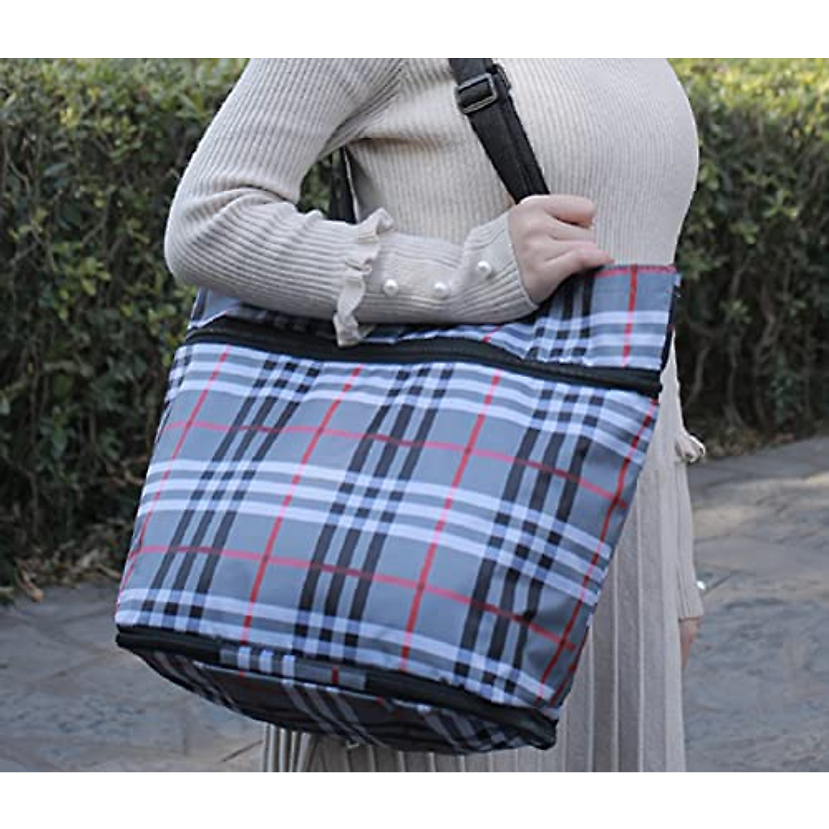 Upgrade Shopping Bag with Wheels Portable Trolley Bags Grocery Cart Hand Pulling Utility with Hand Straps Folding Shopping Cart- Larger Size & Waterproof & Strong(B0BR7RVT8D)