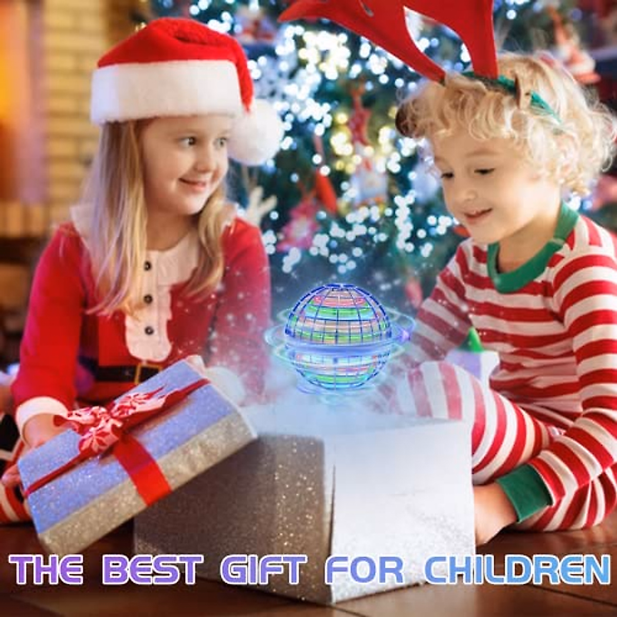 CASEIER Flying Orb Ball Hover Toy, Hand Controlled Floating Ball with RGB Light, 360° Spinning Flying Spinner Mini Drone, Cosmic Boomerang Balls, Magic Levitating Space Toys for Adults Kids (Blue)