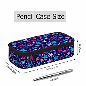 Xuwenz Colorful Stars Pencil Case Woven Stars Purple Blue Red Pencil Bag Pouch Box Organizer for College School Students Boy Girl
