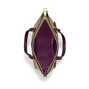 COACH Womens Mini Gallery Crossbody in Signature Canvas Khaki/Boysenberry