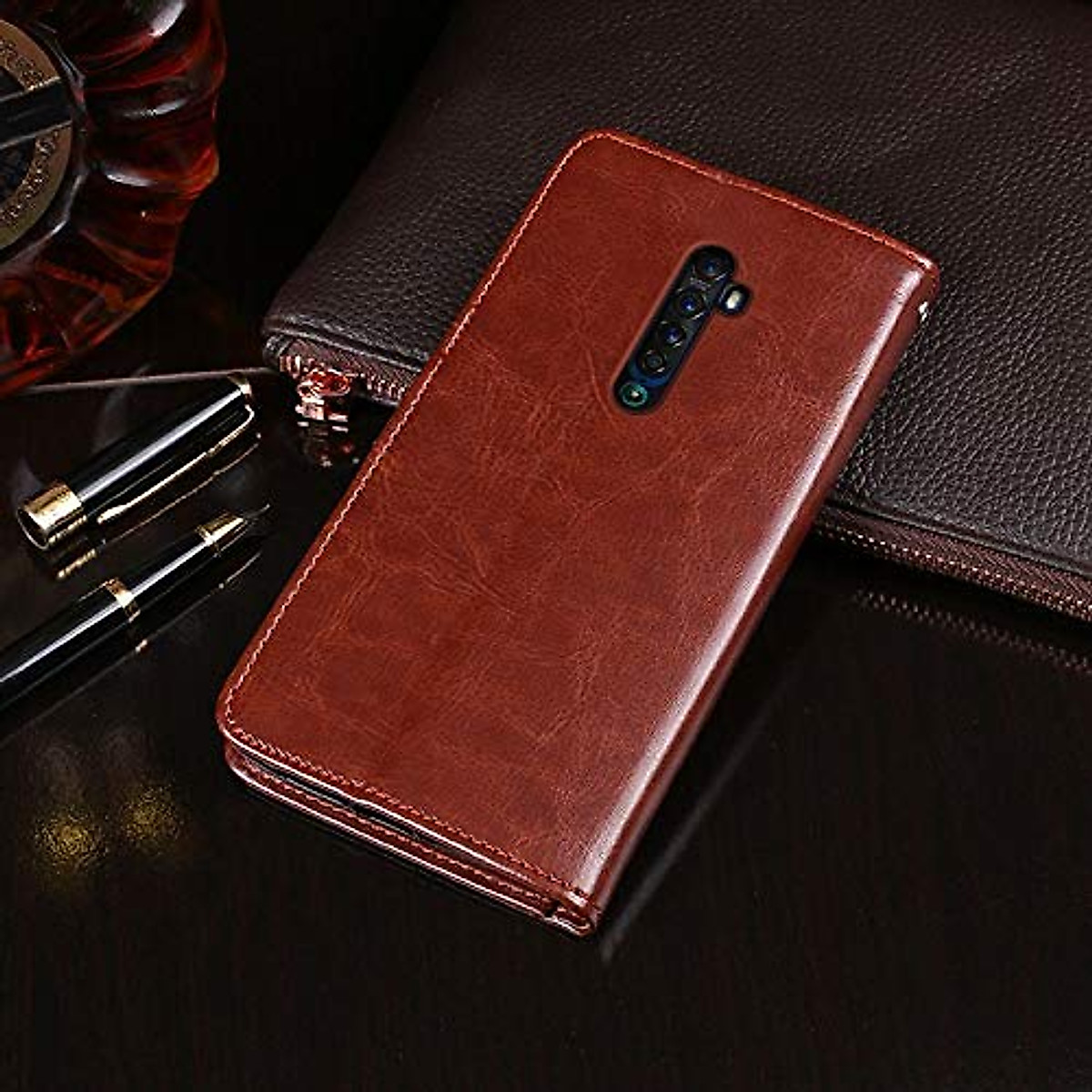 Case Cover Compatible with Oppo Reno2,Leather Flip Wallet Case with Card Slot,Stand Holder and Magnetic Closure, Case for Oppo Reno2