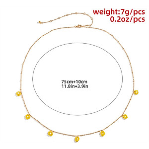 Women Waist Chain Spring Summer Boho Fashion Colorful Flower Pendant Waist Chain Women Trend Aesthetic Indie Belly Belt Chain Body Jewelry High Waist Chain Belts (Color : Blue, Size : One Size)