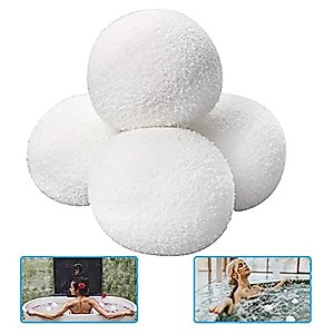 MARKETTY Scum Eliminating Ball, 4 Pack Reusable Scum Oil Absorbing Sponge, Washable Oil Absorbing Sponge Ball Floating Pool Filter Sponge Ball for Swimming Pools, Hot Tub, and Spas