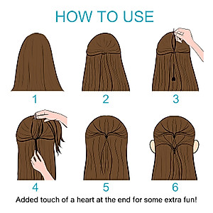 Hoyols 12pcs Quick Topsy Tail Hair Beader for Braiding Beads on Braids, Loop Threader and Braider for Kids Girls, Ponytail Hair Styling Maker Set of 12 - Black