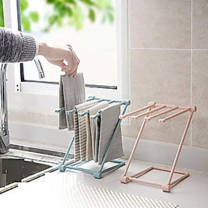 TOPBATHY Foldable Towel Rack Stand Kitchen Towel Stand Countertop Cloth Rack for Kitchen Bathroom Home (Light Pink)