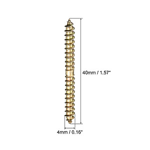 uxcell 4x38mm Hanger Bolts, 24pcs Double Ended Self-Tapping Thread Wood to Wood Dowel Screws for Wood Connecting