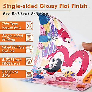 Koala Glossy Thin Inkjet Paper 8.5x11 Inches 100 Sheets Compatible with Inkjet Printer Use DYE INK 115gsm