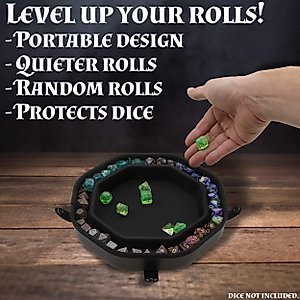 CASEMATIX Dice Tray and Dice Storage Case for Up to 115 RPG Dice - Dice Tray for Rolling with Magnetic Snaps, Embossed Dragon Design and Non-Scratch Interior for Random Rolls Dice Protection