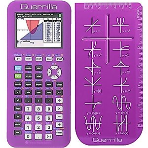 Guerrilla Silicone Case for Texas Instruments TI-84 Plus CE Color Edition Graphing Calculator With Screen protector and Graphing Ruler, Purple