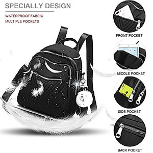 Women Backpack Purse Mini Backpacks for Girls Waterproof Nylon Shoulder Bag (NEWBlack)