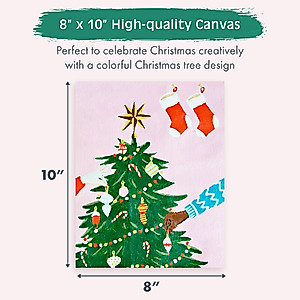 Pink Picasso Kits Color by Number Canvas Painting Kit | DIY 8x10 Premium Arts and Crafts Gift for Adults, Teens and Kids | Mid Century Merry Christmas