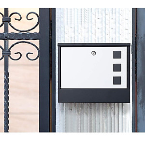 Locking Mailbox Wall Mounted Vertical– Jssmst mailboxes with Key Lock and Newspaper Compartment, Key Lock Drop Box Large Capacity, 14.3 x 3.8 x 11.8 Inch, White，SM-HPB911WN