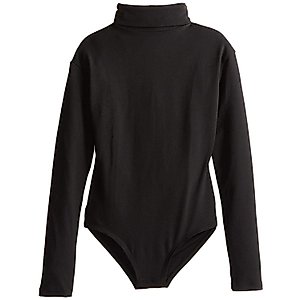 Capezio Girls' Big Team Basic Long Sleeve Turtleneck Leotard w/Snaps, Black, Large