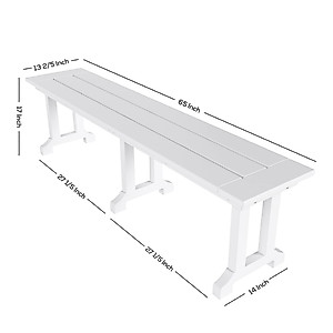 WestinTrends Malibu 65" Outdoor Dining Bench, All Weather Resistant Poly Lumber Patio Garden Bench Trestle Long Bench for Both Outdoor and Indoor, Black