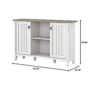 Bush Furniture Salinas Accent Storage Cabinet with Doors, Pure White and Shiplap Gray