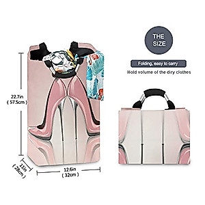 AUUXVA Laundry Basket Pink High Heel Butterfly Laundry Hamper Large Collapsible Storage Bin Toy Basket with Handles for Bathroom Bedroom Nursery Kid‘s Room