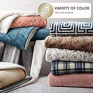 Hyde Lane Soft Pink Sherpa Throw Blankets | Cozy Fuzzy Fleece Throws for Sofa, Couch | Comfy Fluffy Blanket Gifts for Women, Adults | Diamond Blush 50x60