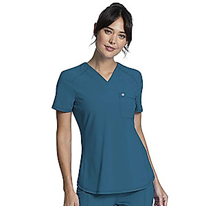 Cherokee Infinity Women Scrubs Top V-Neck CK687A, L, Caribbean Blue