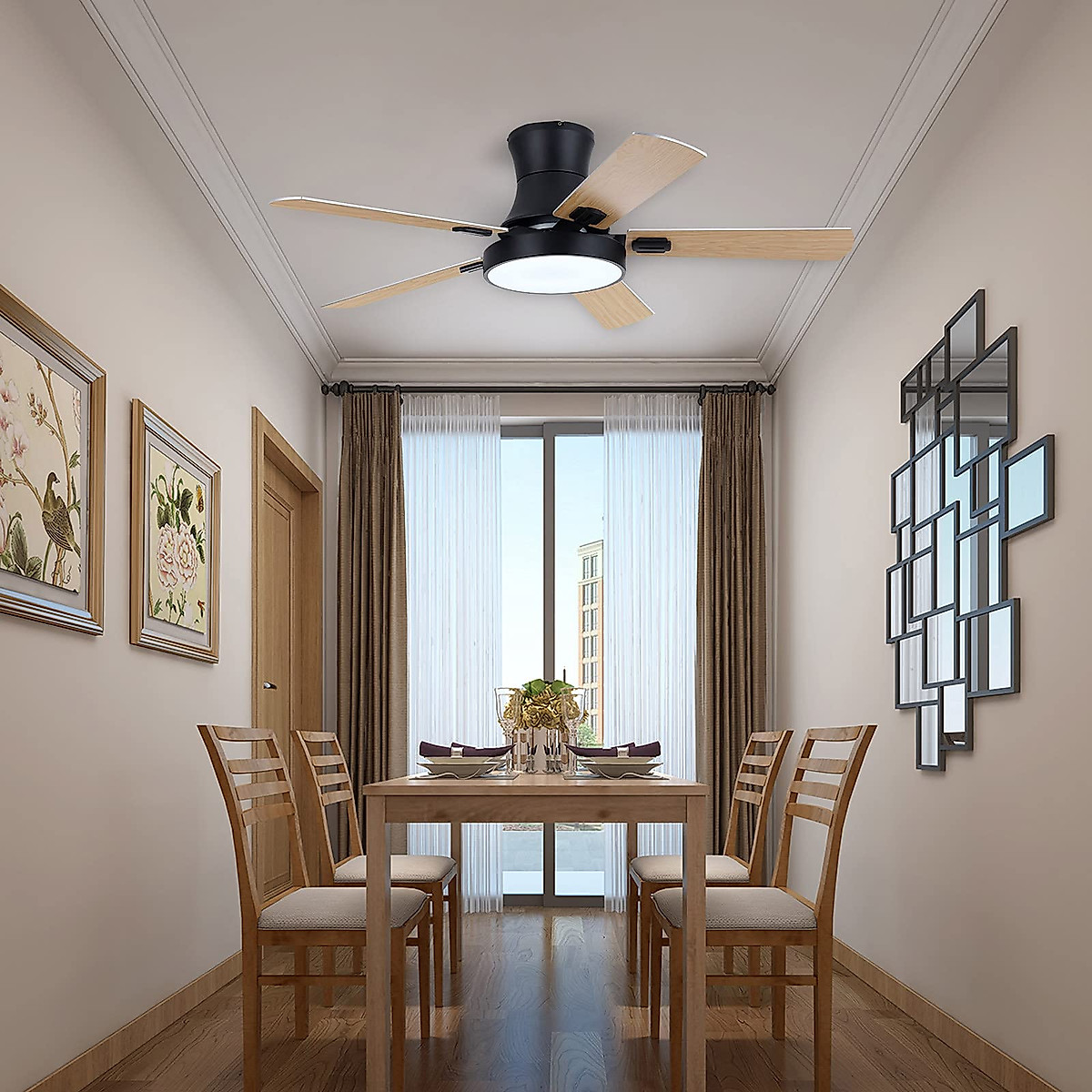 Avatar Controls Smart 50 inch Ceiling Fans Indoor with Light Remote Works with Alexa Google Voice, APP and Remote Control for Bedroom, 6 Speeds Reversible DC Motor, 1800LM LED Kit, 5 Wooden Blades