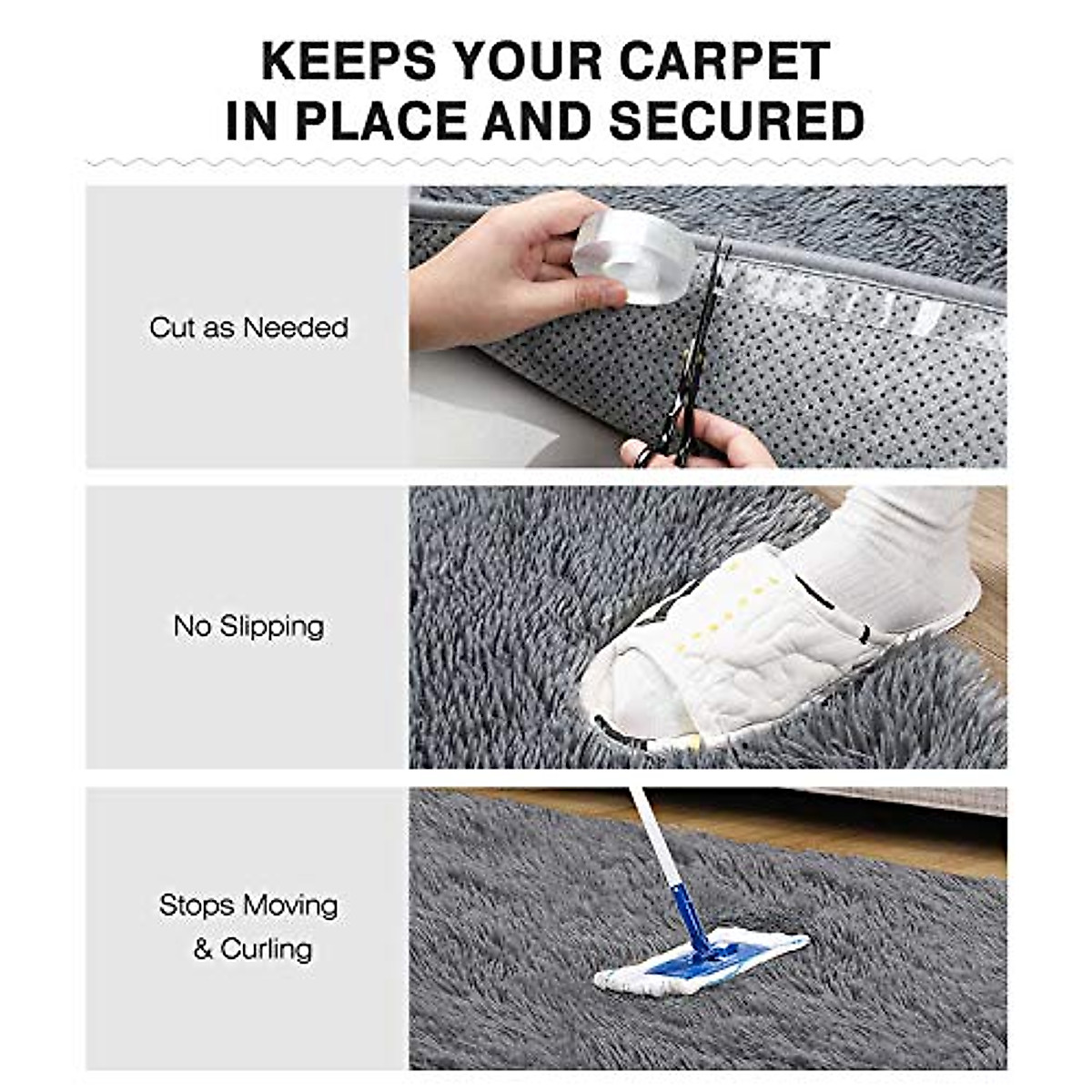 ROSSNY Area Rug, 4 x 5.3 FT Super Soft Rugs for Living Room Non-Slip Shag Rug Area Rugs Fluffy Rug for Bedroom Modern Home Decor Fuzzy Rug Nursery Rug with Carpet Tape for Girls and Boys Room (Grey)