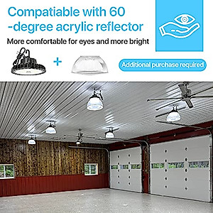 HYPERLITE High Bay LED Lights 150W 21,000LM (140LM/W) 1-10V Dimmable, UL Listed 4000K UFO Led High Bay Light for Shop Barn Garage, Alternative to 600W MH/HPS, 5-Year Warranty