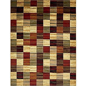 Unique Loom Barista Collection Modern, Rustic, Geometric, Squares, Urban, Warm Colors Area Rug, 9' 0" x 12' 0", Multi/Beige
