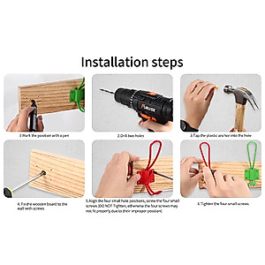 KYSMOTIC Kids Coat Hook Rack Wall Mounted for Boys and Girls for Hanging Coats, Scarves, Bags, Purses, Backpacks, Towels and More, Set of 4, Bright Multicolored (White, 17 inches)