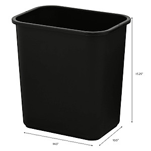 United Solutions 7 Gallon / 28 Quart Efficient Trash Wastebasket, Fits Under Desk, Small, Narrow Spaces in Commercial, Kitchen, Home Office, Dorm, Easy to Clean, 1 Pack, Black