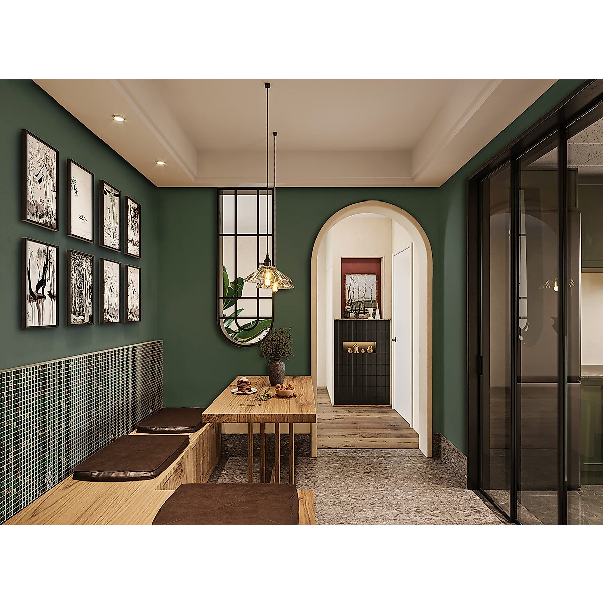 Dimoon 118''x17.7'' Green Peel and Stick Wallpaper Contact Paper Modern Self Adhesive Wall Paper Removable Renter Friendly Textured Solid Color Shelf Cabinet Vinyl Roll (118''x17.7'',Dark Green)