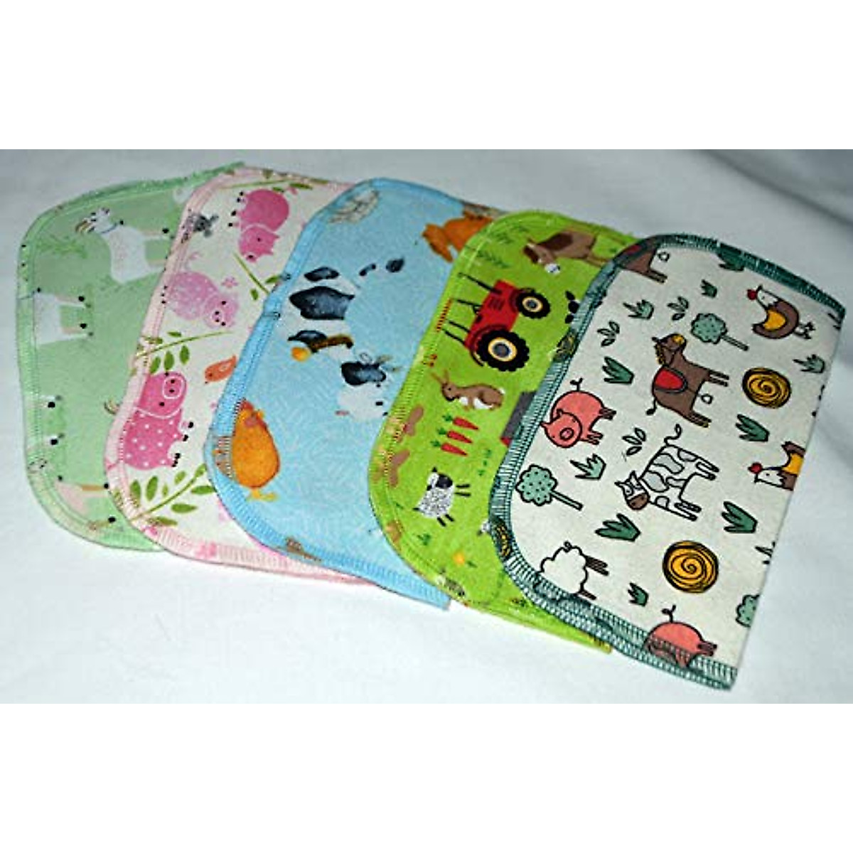 1 Ply Printed Flannel 8x8 Inches Little Wipes Set of 5 Farm AnimalsFBA