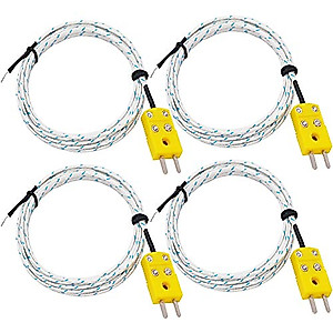 Twidec/4Pcs 3M K-Type Mini-Connector Sensor Probe for Thermocouple Thermometer&Meter ，Temperature Range: -50~400 °C（-58~752℉） TP-W-4PCS