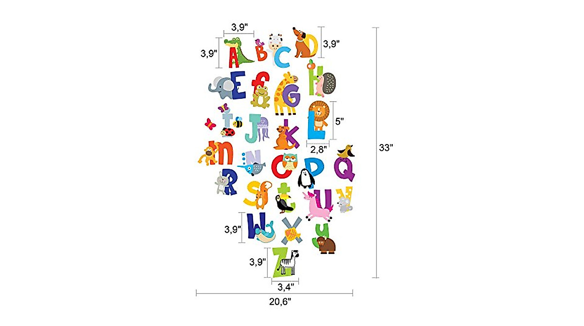 ABC Stickers Animal Decals for Kids - Fun Learning Decor