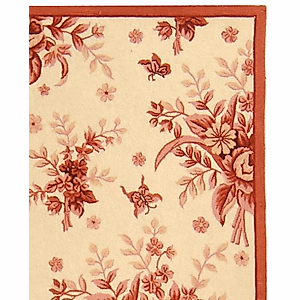 SAFAVIEH Chelsea Collection 5'6" Round Ivory / Rose HK250C Hand-Hooked French Country Wool Area Rug