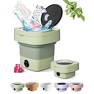 Portable Washing Machine, 9L Mini Laundry Washer with 3 Modes Cleaning for Underwear, Baby Clothes, Sock, Small Delicates. Foldable Washer and Dryer Combo for Apartment, Home, Hotel, Camping,RV(Green)