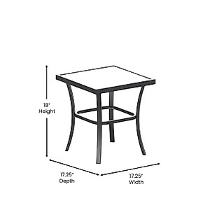 Flash Furniture FV-FSC-2315-GRY-GG Brazos Outdoor Rocking Chair Bistro Flex Comfort Material and Metal Framed Glass Top Table, 3-Piece Set, Gray/Black