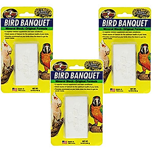 Zoo Med Bird Banquet Mineral Block, 3 Pack of 5 Ounces each, Seed Formula