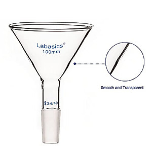 Labasics Glass Short Stem Powder Funnel with 100 mm Top Outer Dimension and 24/40 Inner Joint Filter Funnel Glass Funnel