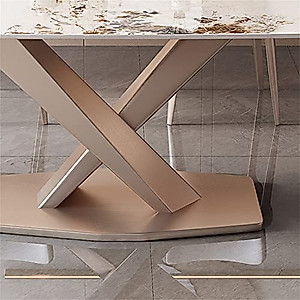 LITFAD Modern Rectangle Dining Table Set 7 Pieces Home Furniture Dinette Table Set with Metal Base Kitchen Table Set Restaurant Table and Chairs Set of 6-7 Pieces: Table with 6 Chairs