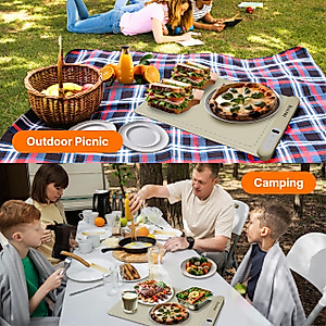 [Latest] Graphene Electric Food Warming Tray - 6 Temperature Settings, High Heat, Latest Model, Portable Silicone Heating Mat. Food Warmer for Parties, Family Gatherings. (Ivory Beige, Large)