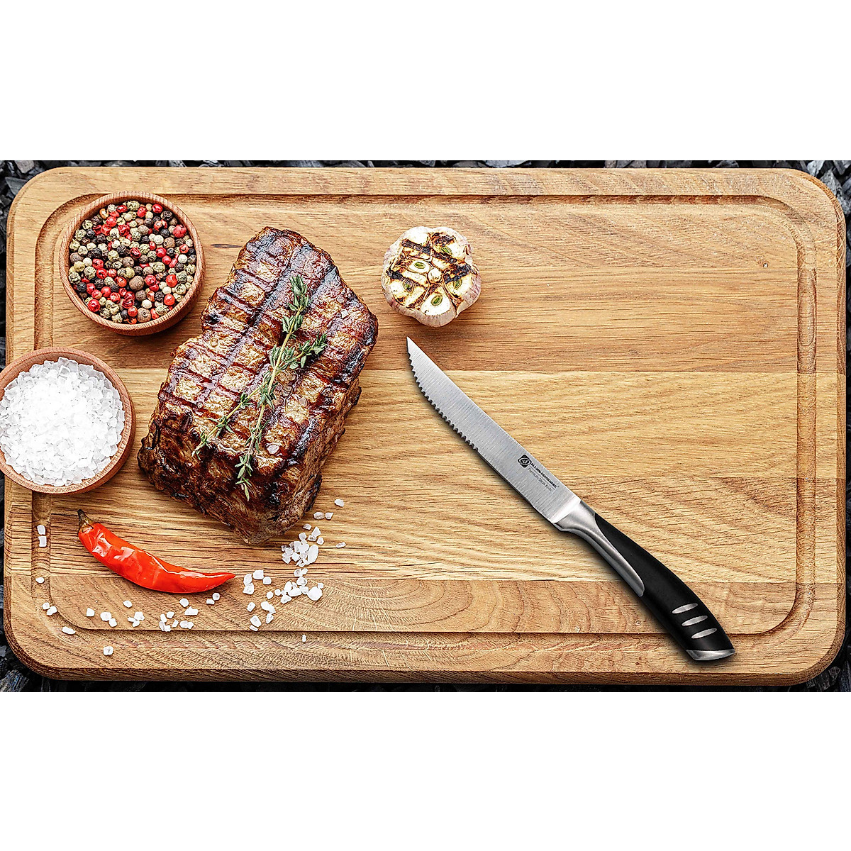 ALLWIN-HOUSEWARE W Premium 8-Piece German High Carbon Stainless Steel Steak Knife Set, Double Forged Full Tang Kitchen Dinner Steak Knives