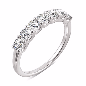 14K White Gold Moissanite by Charles & Colvard 3mm Round Wedding Band-size 6 0.70cttw DEW