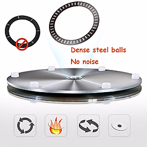 24 inch Kitchen Lazy Susan Turntable with Aluminum Base , Round Table Service Tray, Heavy Duty Non-Skid, Large Glass Turntable，Thick: 10mm