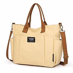 Tote Bag for Women Crossbody Canvas Tote Bag Traveler Handbag Zipper Canvas Tote Bag (khaki)