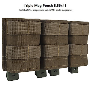 Triple Molle Mag Pouch 5.56 Tactical Open Top M4 M16 Magazine Holder Carrier with Quick Release Magazine Pouch Insert RG